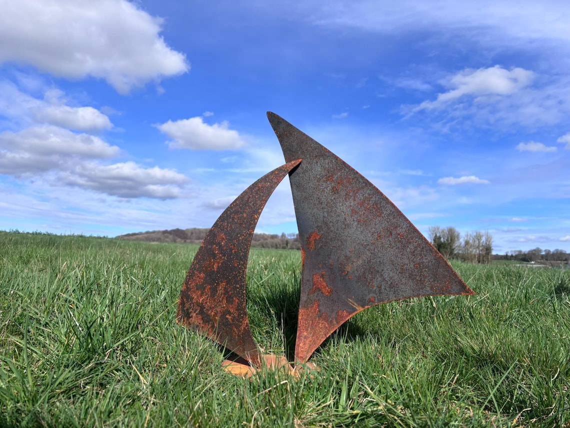 Large Rustic Rusty Metal Sail Sailing Boat Garden Yard Art Fence ...