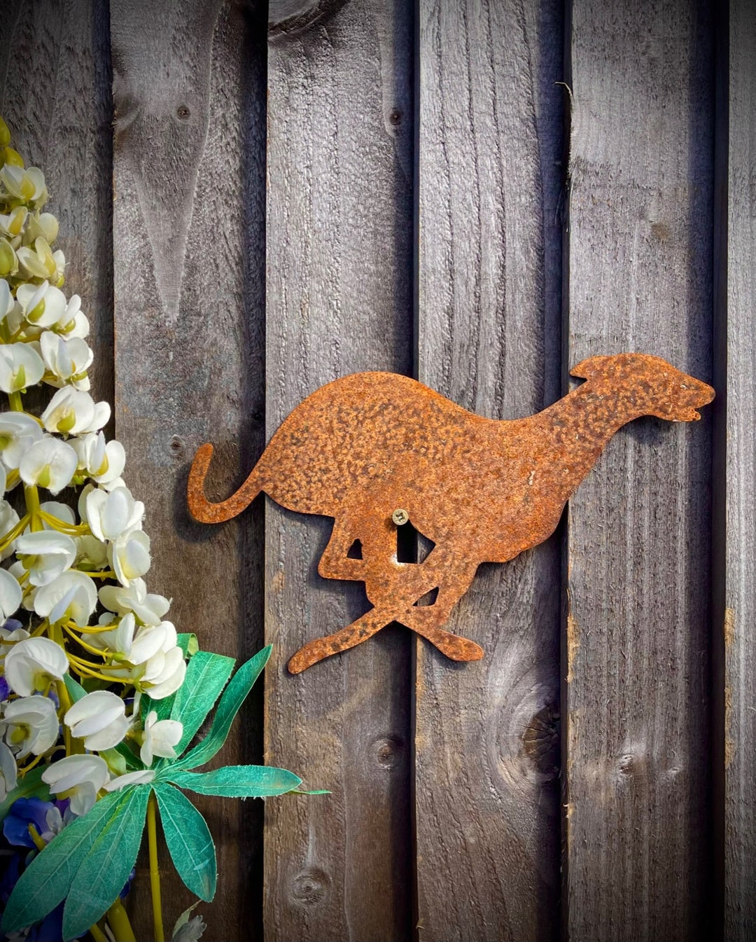 Exterior Rustic Rusty Running Whippet Greyhound Lurcher Dog Garden Sign ...