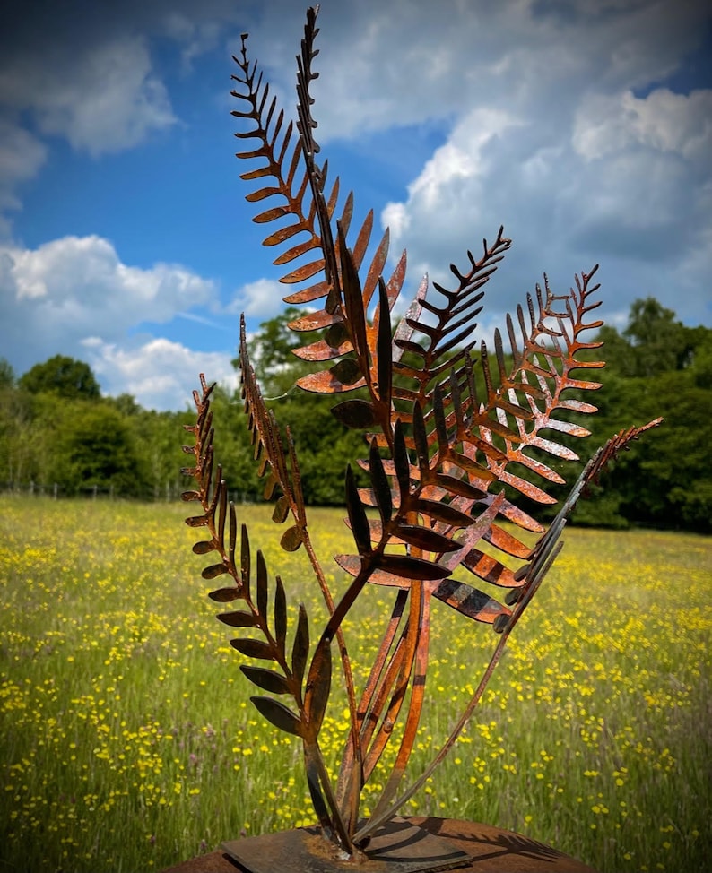 Rustic Rusty Metal Fern Leaf Sculpture Art Flower Garden - Etsy