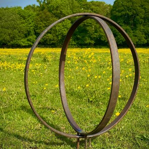 Xlarge Rustic Metal Garden Ring Hoop Sculpture 120cm Pair of Rusty Ring ...
