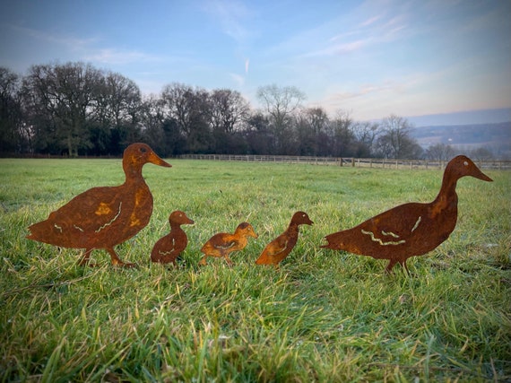 Exterior Rustic Rusty Metal Duck Family Quack Farm Animal - Etsy