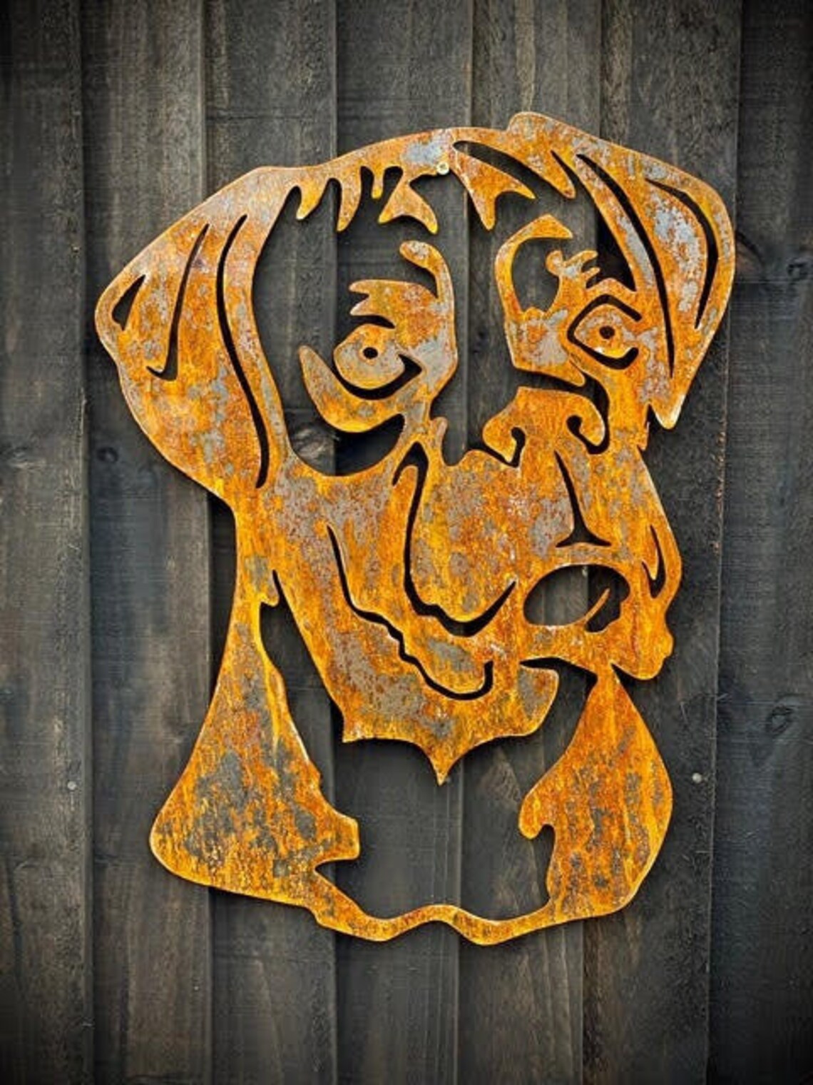 Large Rustic Boxer Dog Garden Sign Rusty Metal Art Sculpture Gift ...