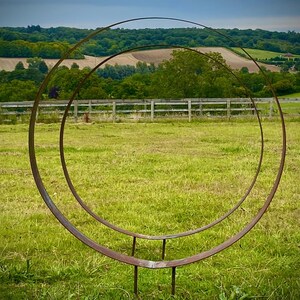 Large Rustic Metal Wide Garden Ring Hoop Sculpture 100cm Pair of Rusty ...