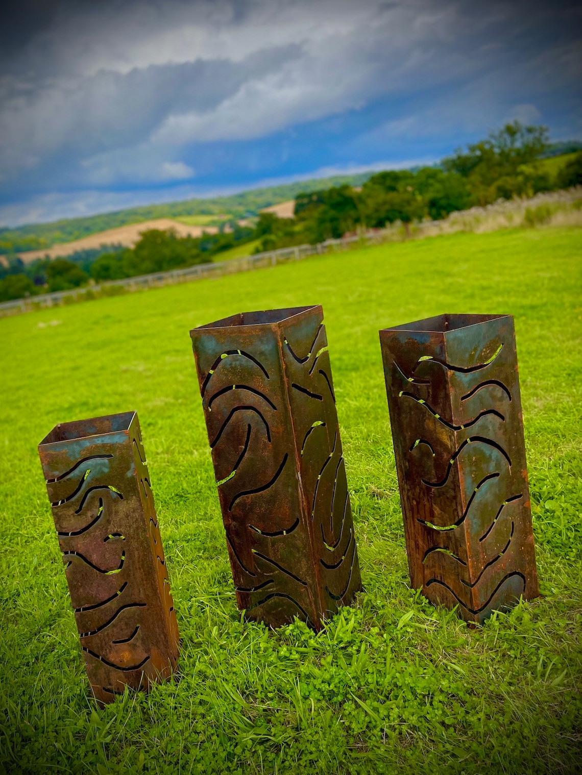 Rustic Rusty Metal Garden Columns Landscape Design Bamboo - Etsy