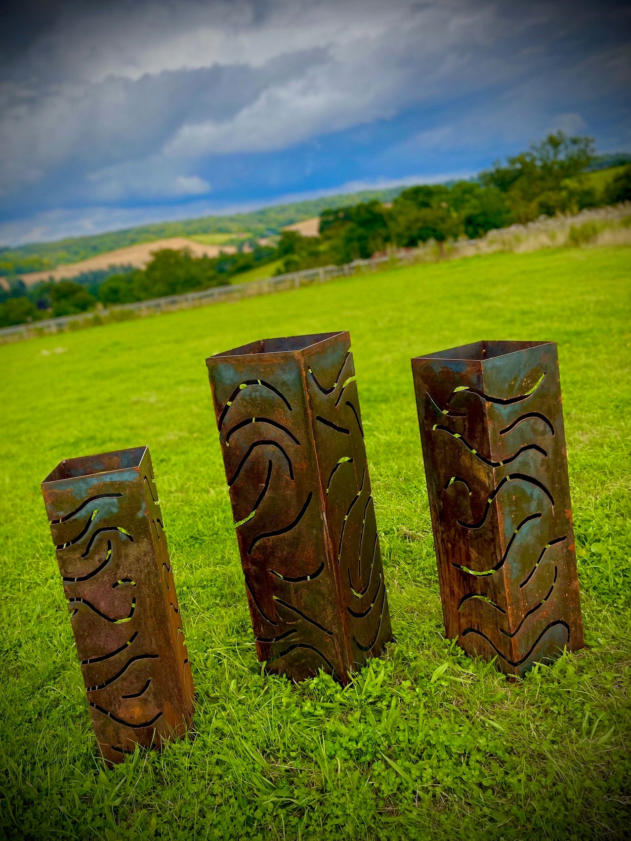 Rustic Rusty Metal Garden Columns Landscape Design Bamboo - Etsy