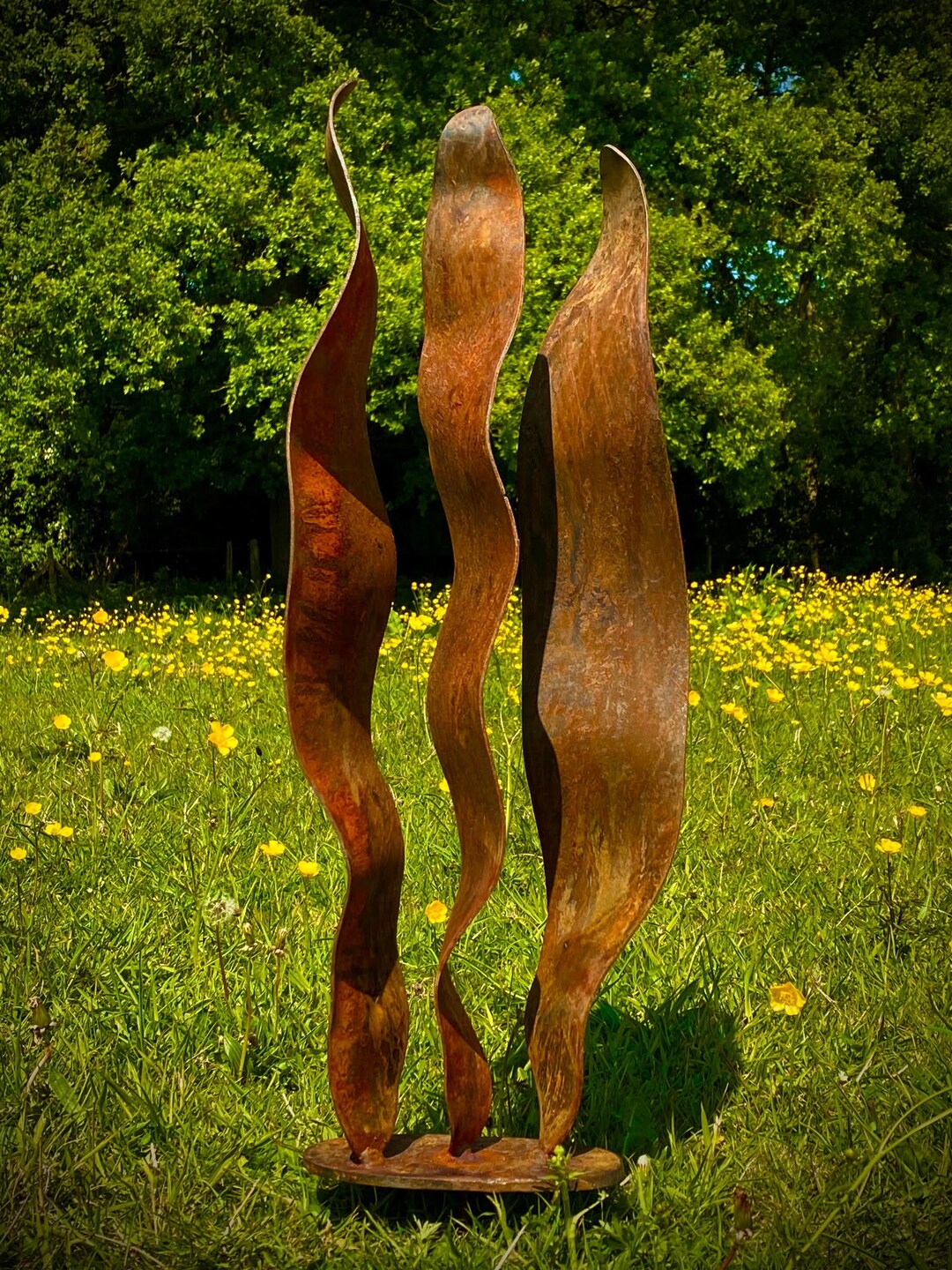Rustic Exterior Reed Wave Flow Modern Simplistic Metal Yard Art Garden ...