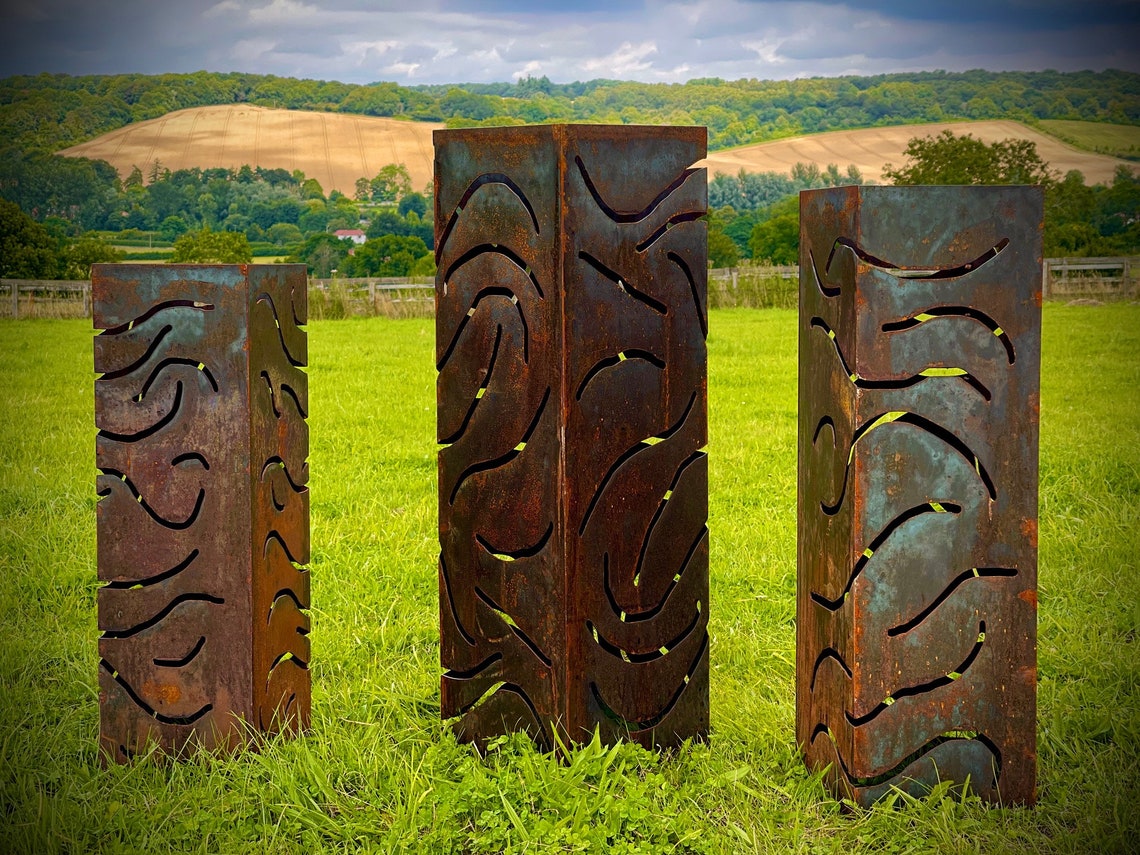 Rustic Rusty Metal Garden Columns Landscape Design Bamboo - Etsy