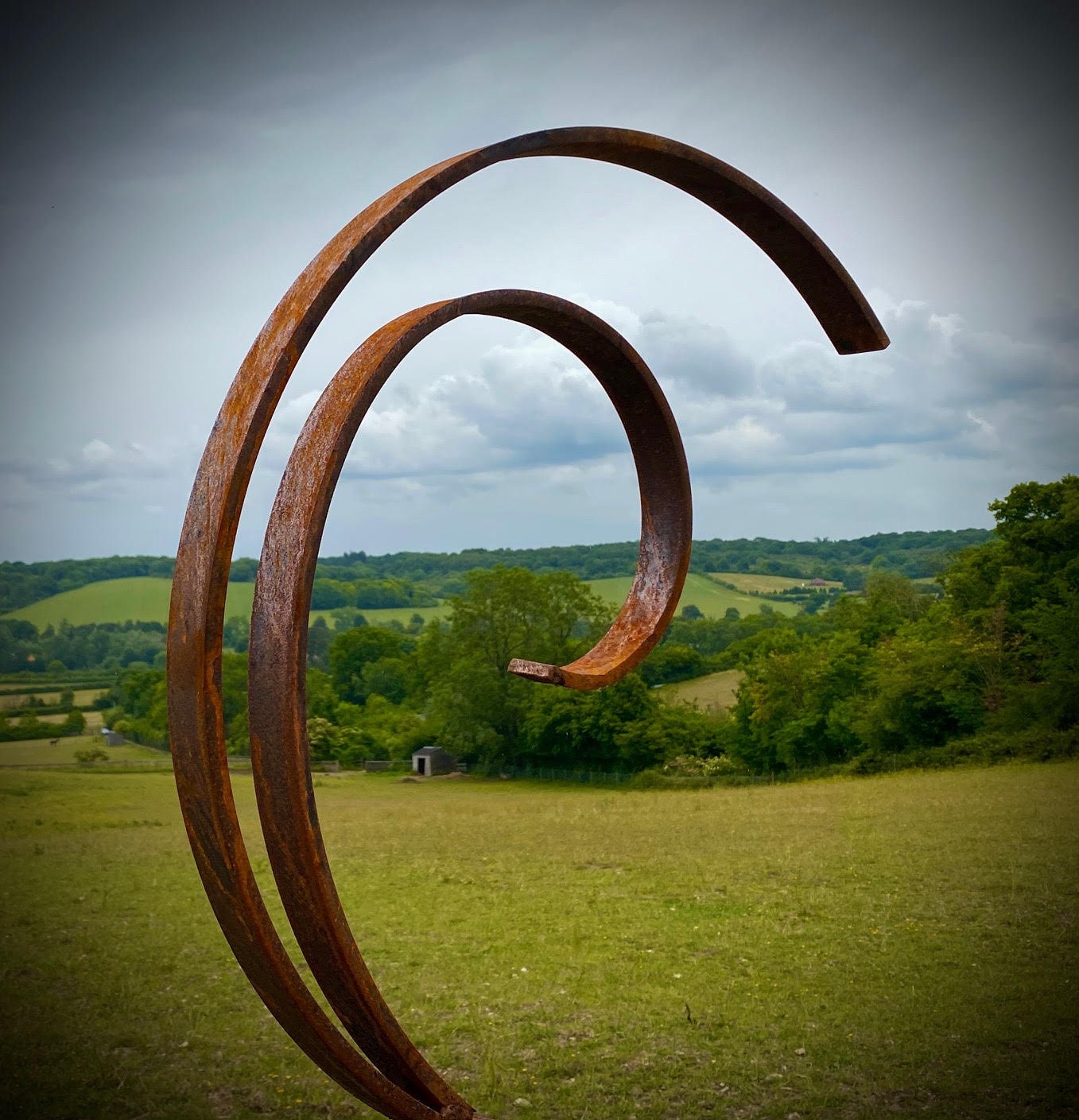 Medium Rustic Metal Garden Art Abstract Flowing Swirl Metal Ring ...