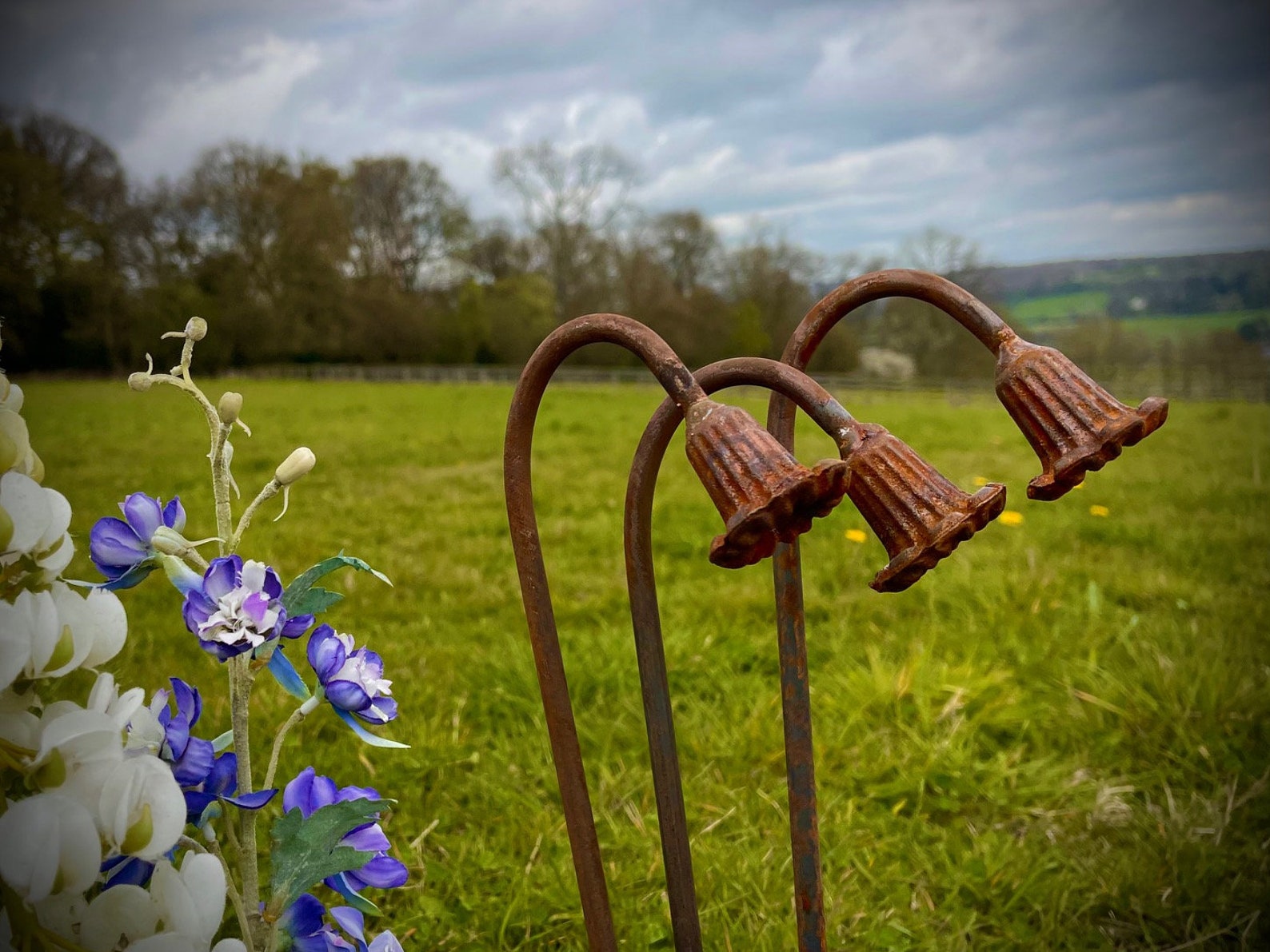 Exterior Rustic Rusty Metal Bluebell Flower Garden Art Garden - Etsy
