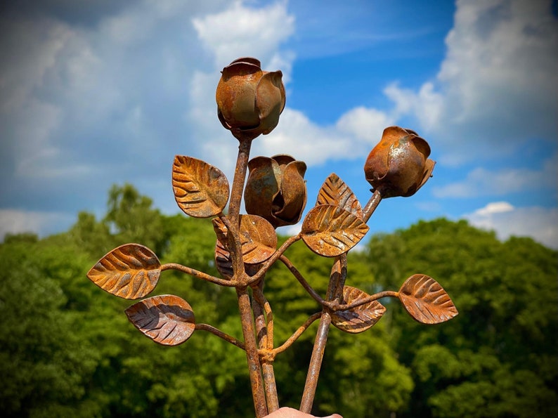 Exterior Rustic Rusty Metal Rose Roses Flower Garden Art - Etsy