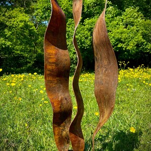 Rustic Exterior Reed Wave Flow Modern Simplistic Metal Yard Art Garden ...