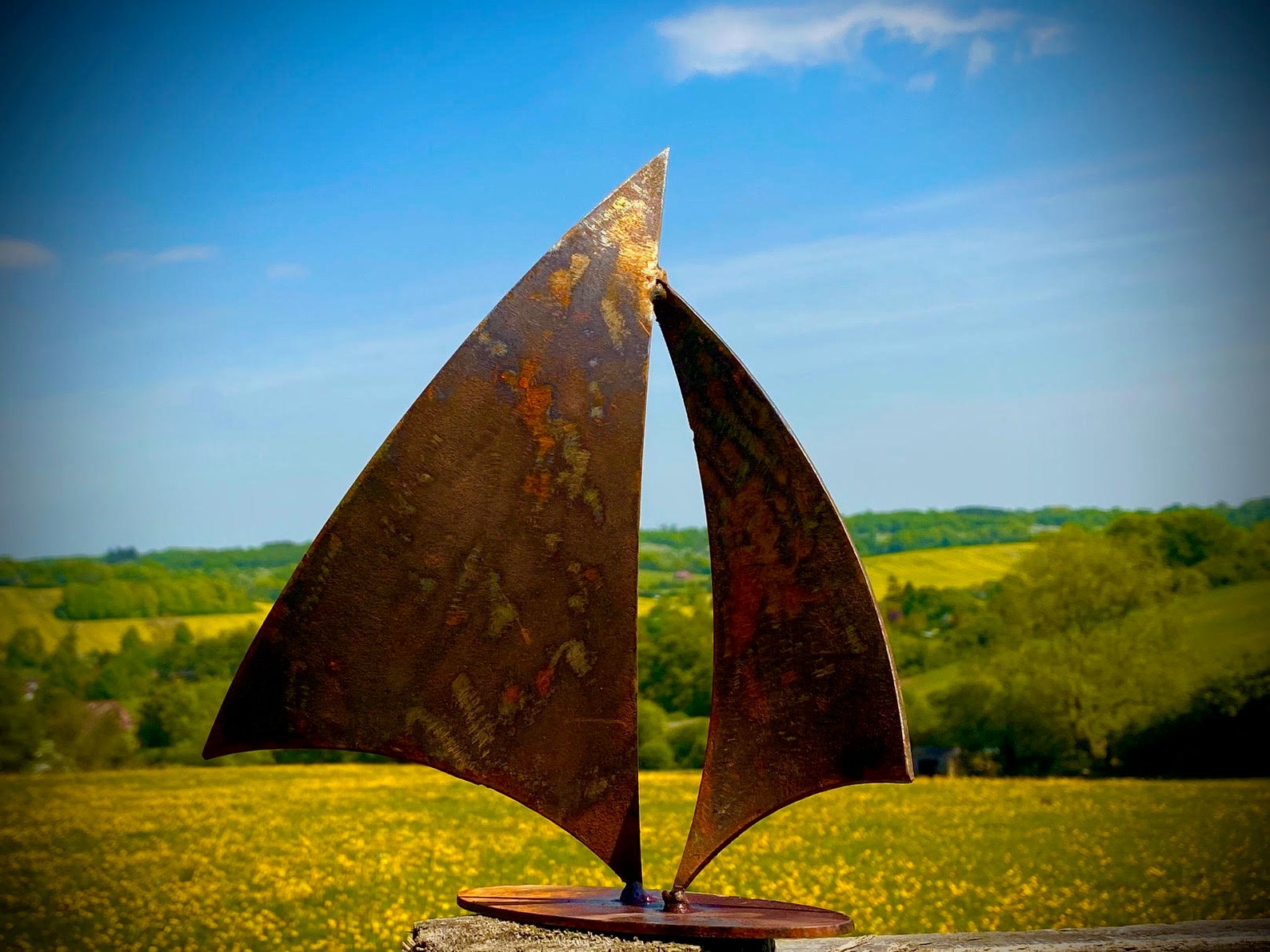 Large Rustic Rusty Metal Sail Sailing Boat Garden Yard Art Fence ...