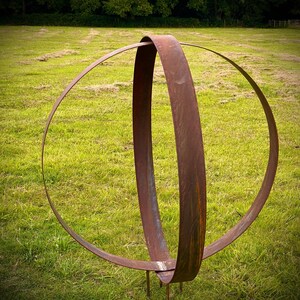 Large Rustic Metal Wide Garden Ring Hoop Sculpture 100cm Pair of Rusty ...
