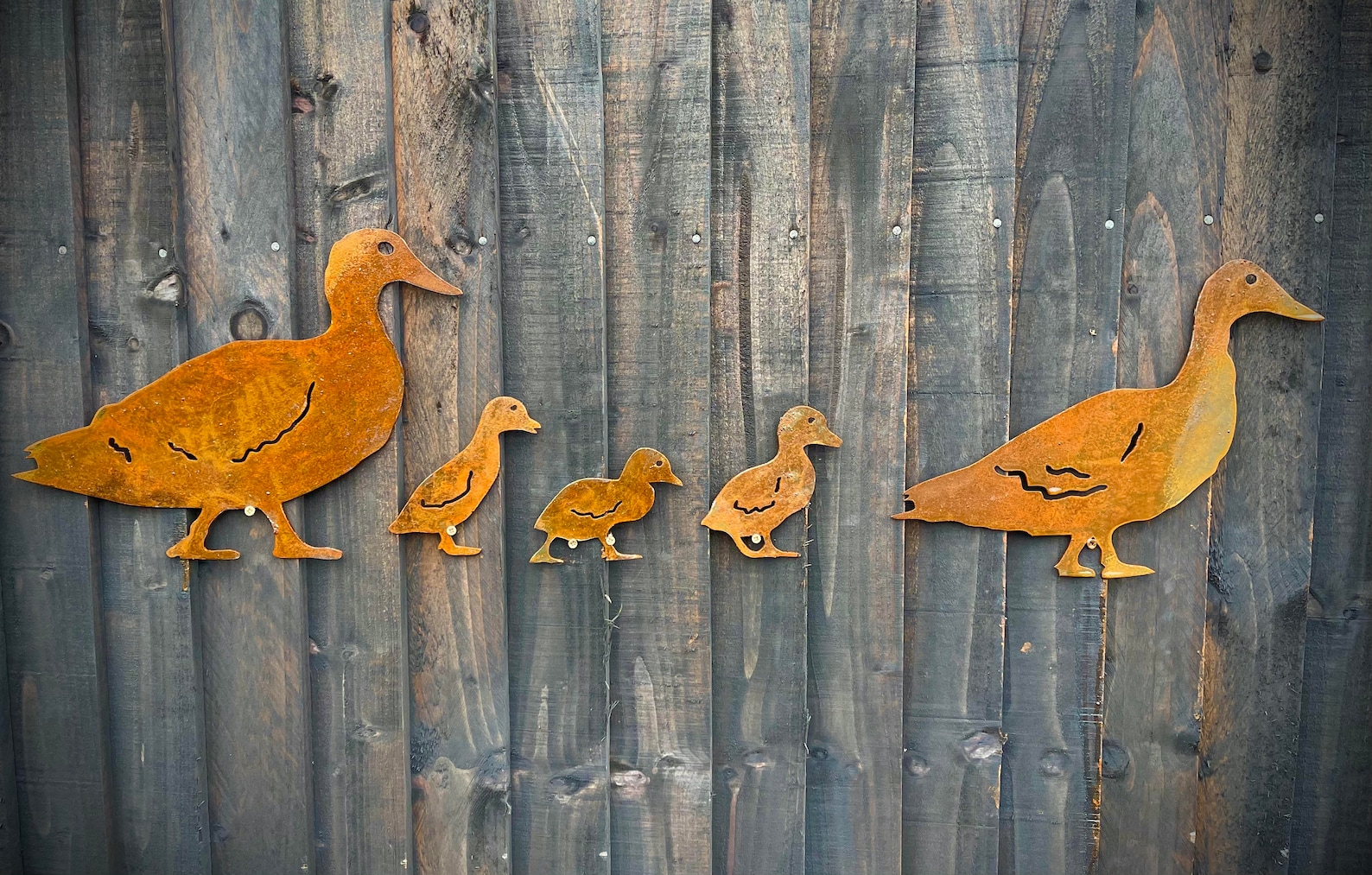 Exterior Rustic Rusty Metal Duck Family Quack Farm Animal - Etsy