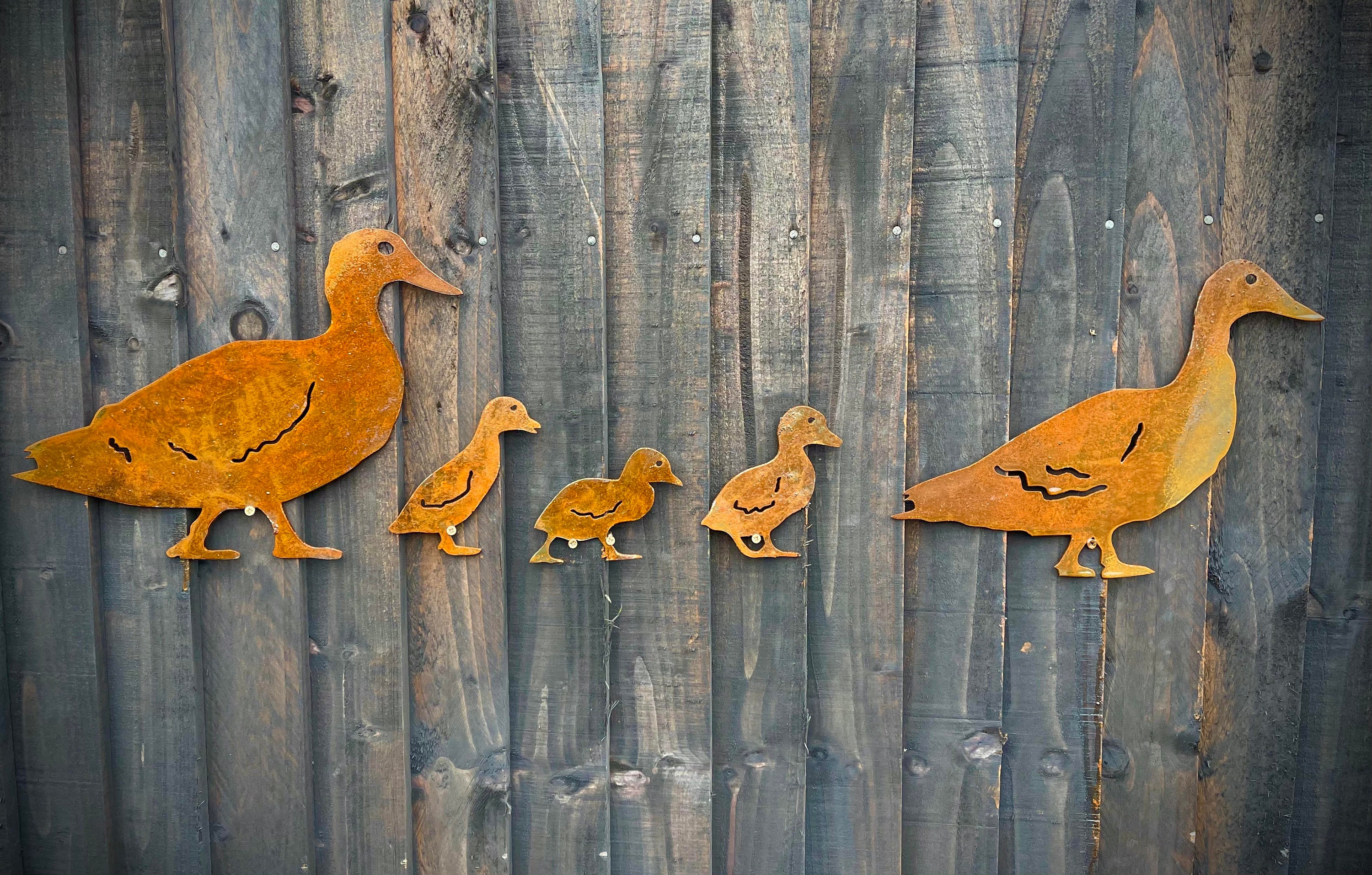 Exterior Rustic Rusty Metal Duck Family Quack Farm Animal | Etsy