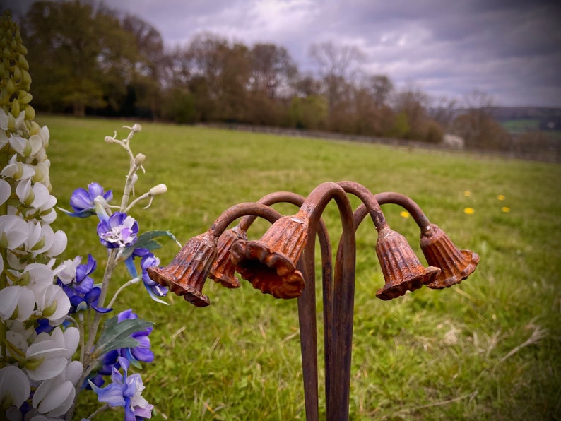 Exterior Rustic Rusty Metal Bluebell Flower Garden Art Garden - Etsy