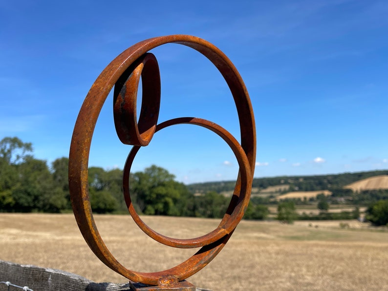 Exterior Rustic Garden Trio of Circles Hoops Modern Art Rusty - Etsy