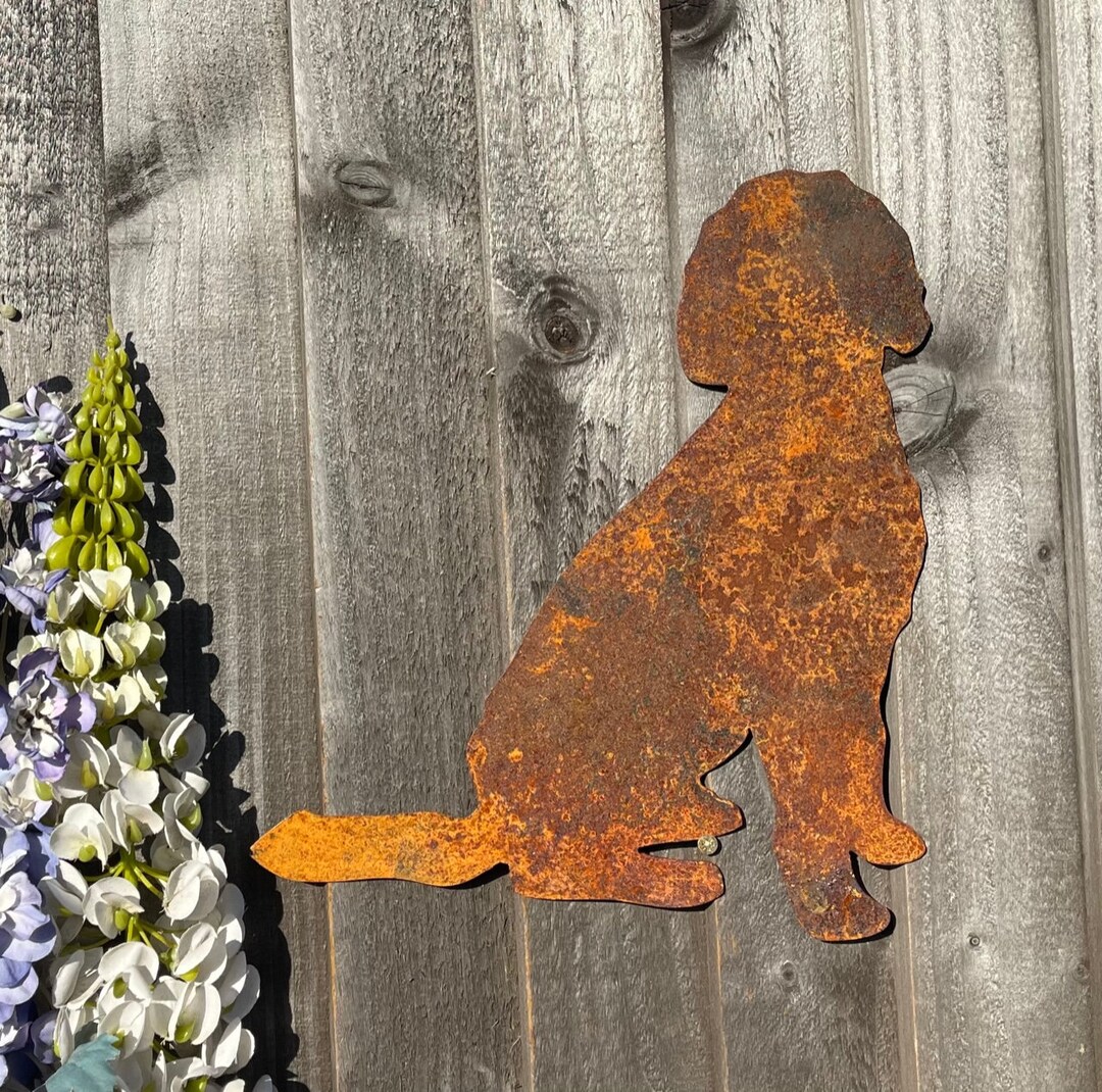 Rustic Rusty Metal Cockerpoo Labradoodle Caverpoo Sitting Dog Pet ...