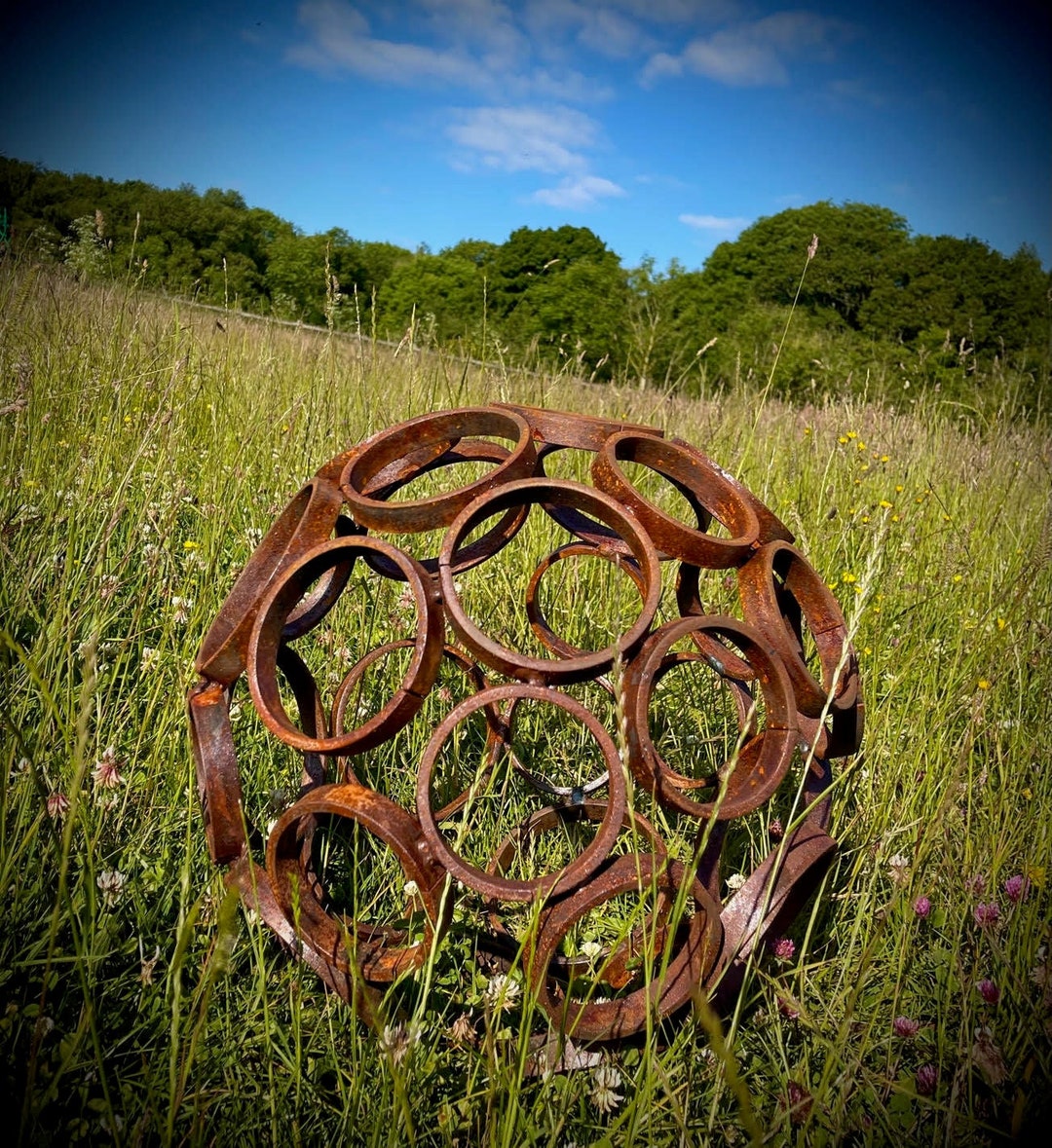 Exterior Rustic Garden Circle Sphere Ball Modern Art Rusty - Etsy