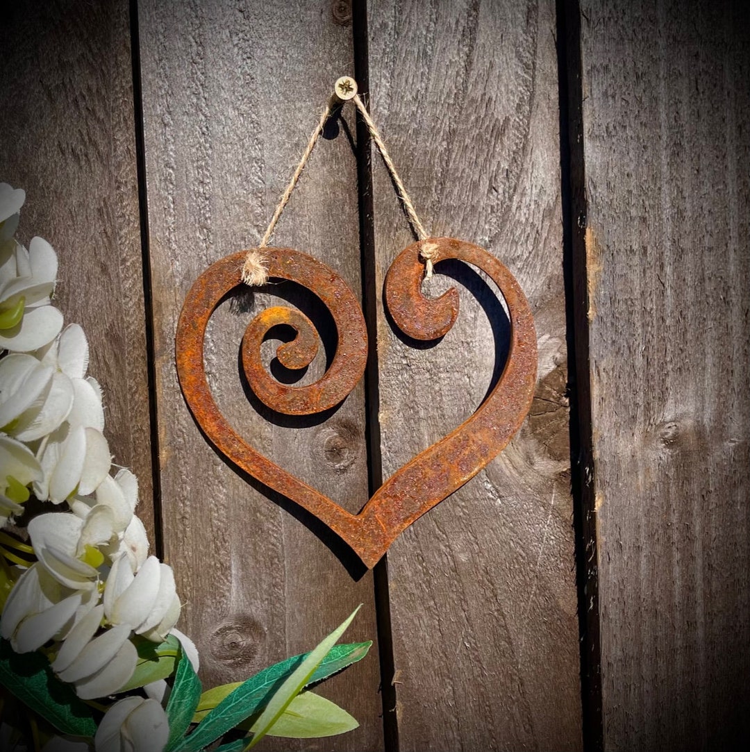 Rustic Rusty Metal Swirly Curly Love Heart Sign Gift Present - Etsy