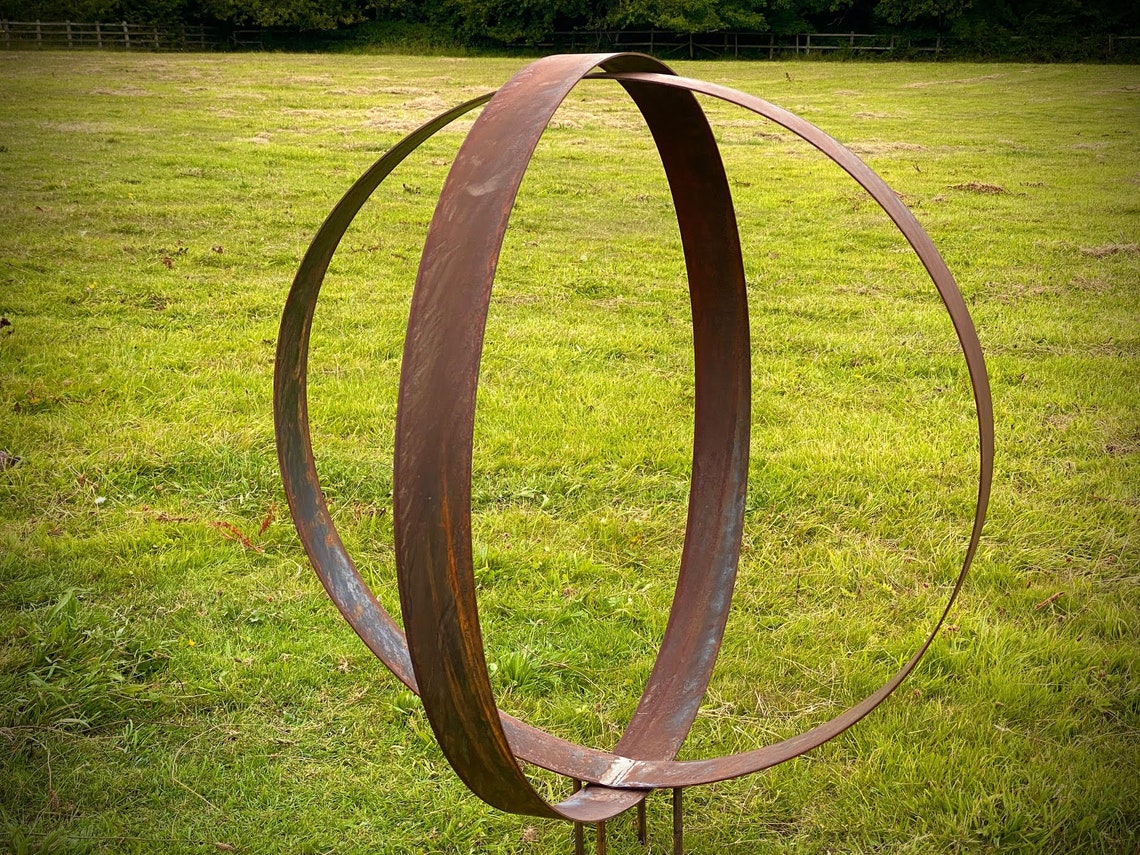 Large Rustic Metal Wide Garden Ring Hoop Sculpture 100cm - Etsy