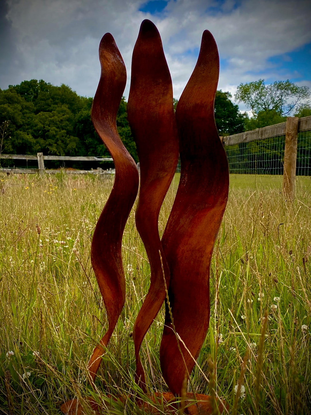 Large Rustic Exterior Reed Wave Flow Abstract Modern Simplistic Metal ...