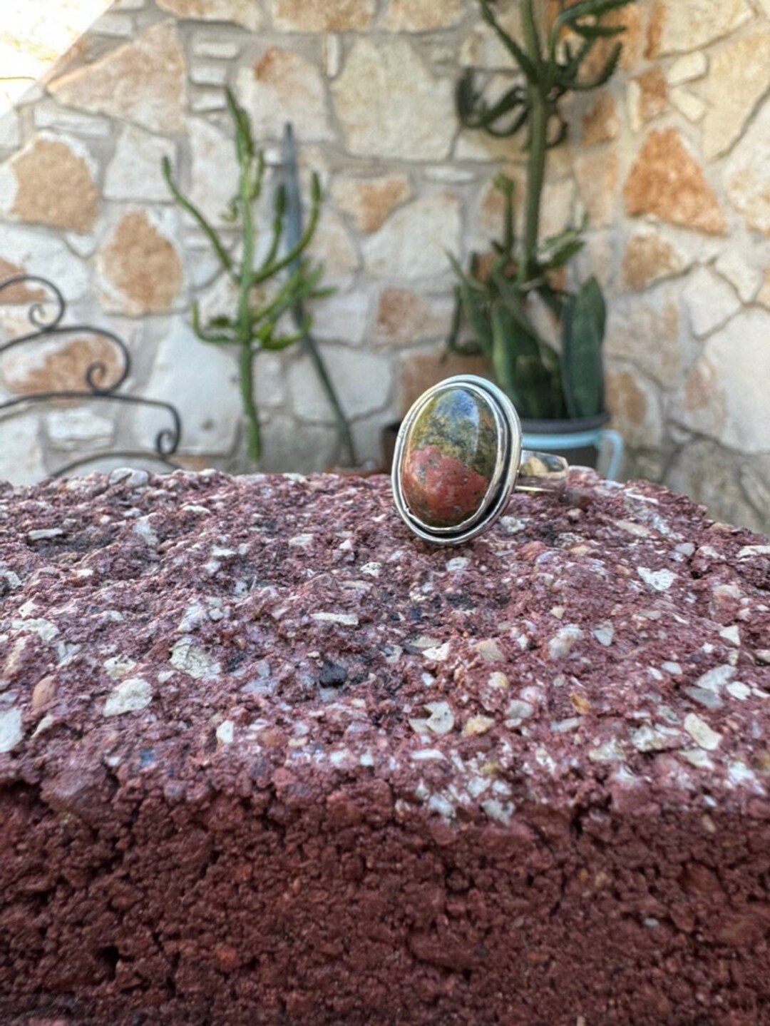Unakite Sterling Silver Ring - Etsy