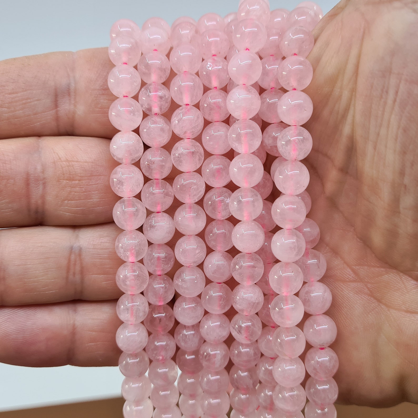 Quartz Rose, Lot de perles rondes en pierre naturelle en 6 et 8 mm pour ...