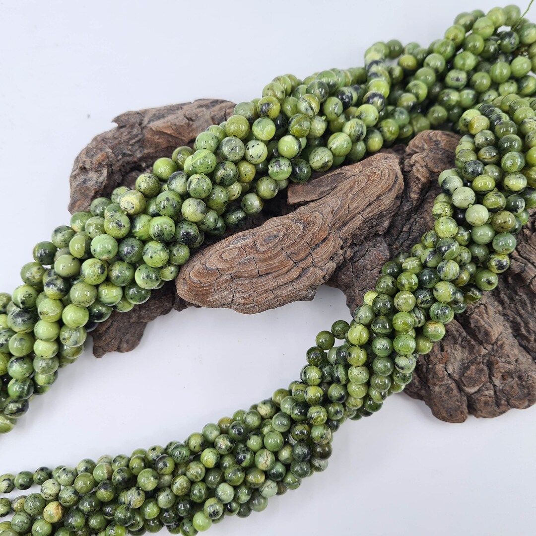Real Natural Stone Nephrite Jade Bead, Smooth Round, Semi Precious, 6 ...