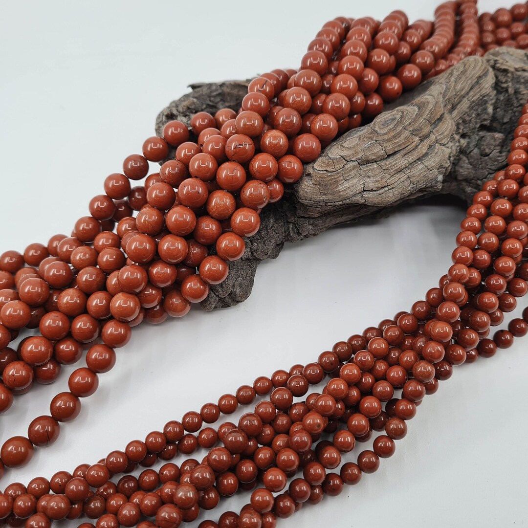 Red Jasper Bead in Real Natural Stone, Smooth Round, Semi-precious, 6 ...