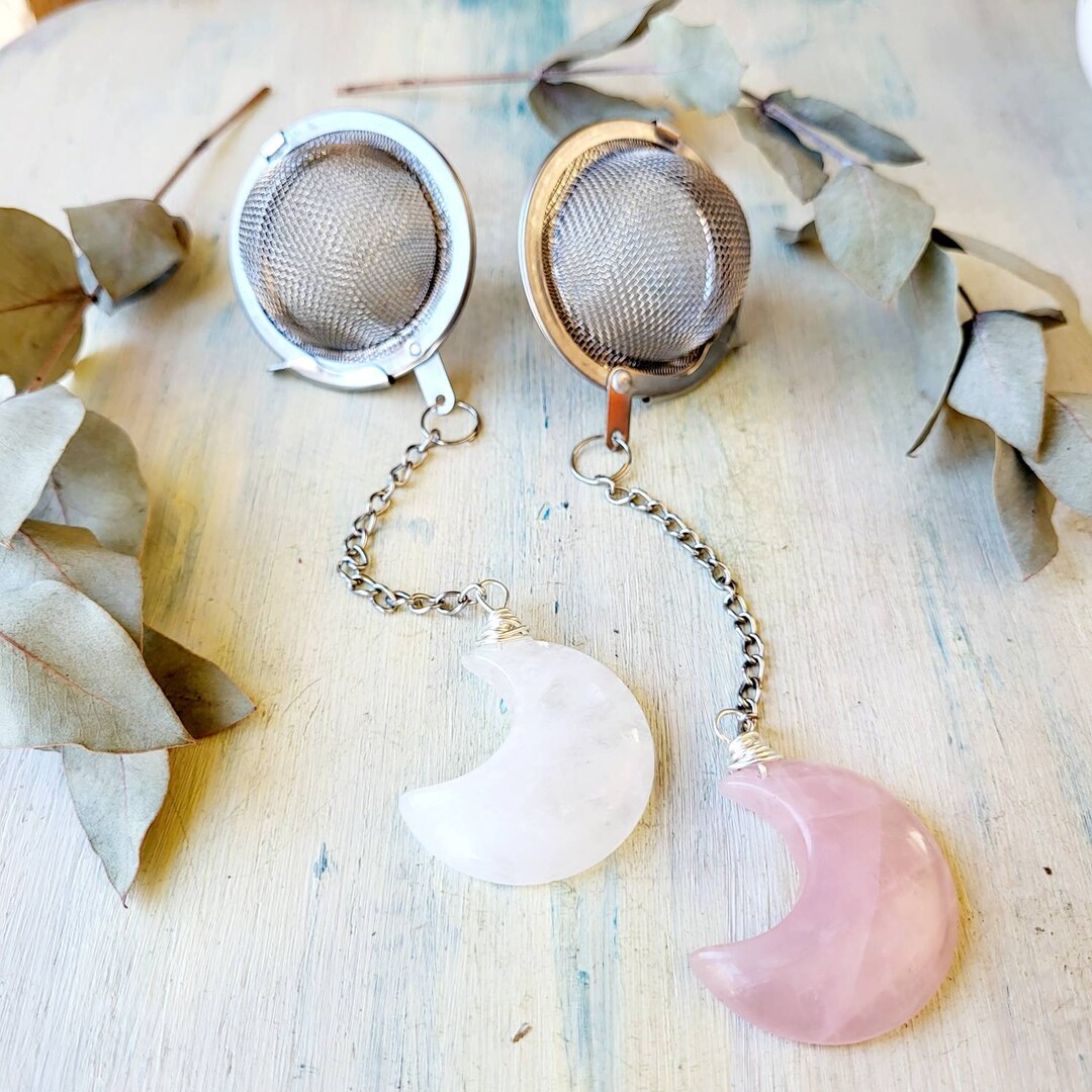 Crystal Tea Infuser, Crescent Moon Tea Infuser, Clear Quartz Rose ...