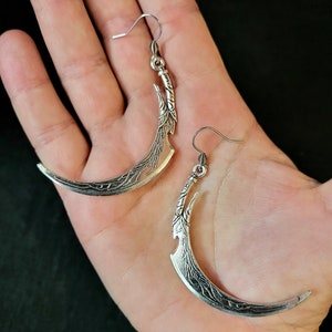 Antique Silver Knight Sickle Sword Earrings - Etsy