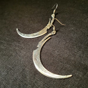 Antique Silver Knight Sickle Sword Earrings - Etsy