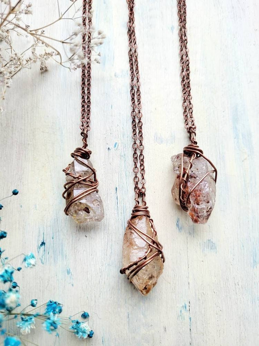 Golden Enhydro Quartz Copper Necklace: UV Reactive Steel Locket Pendant ...