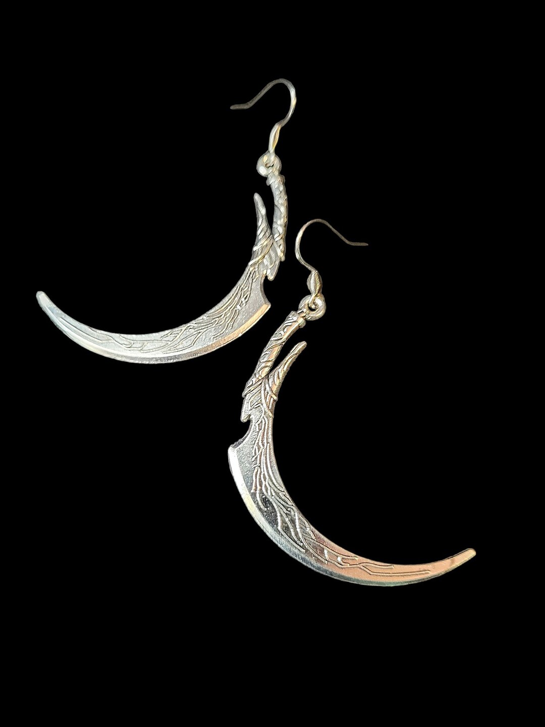 Antique Silver Knight Sickle Sword Earrings - Etsy