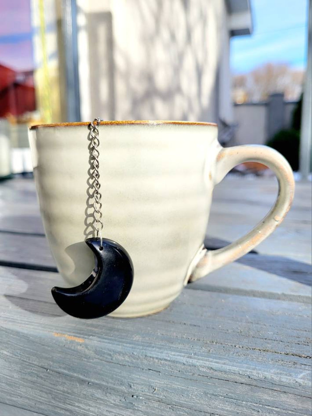 Obsidian Moon Tea Infuser, Crystal Tea Strainer, Tea Ball Steeper, Tea ...