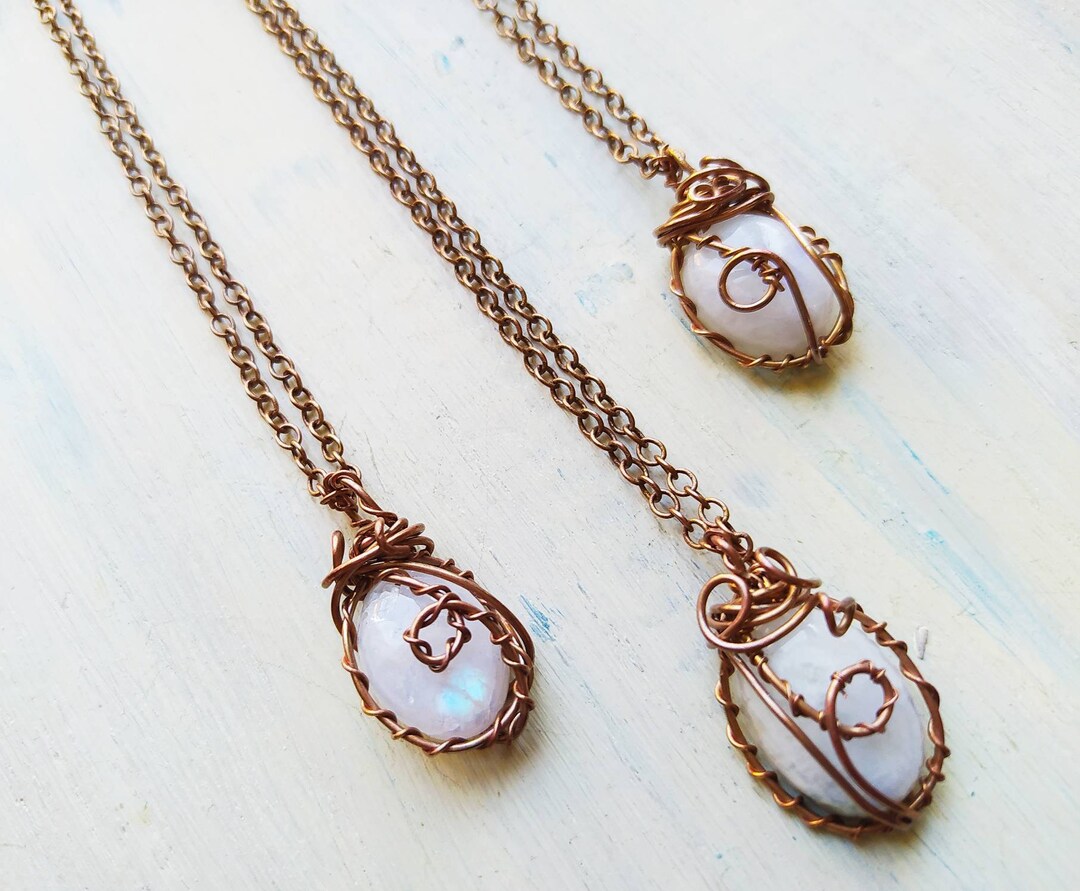 Moonstone Necklace, Raw Moonstone Necklace, Crystal Necklace, Rainbow ...