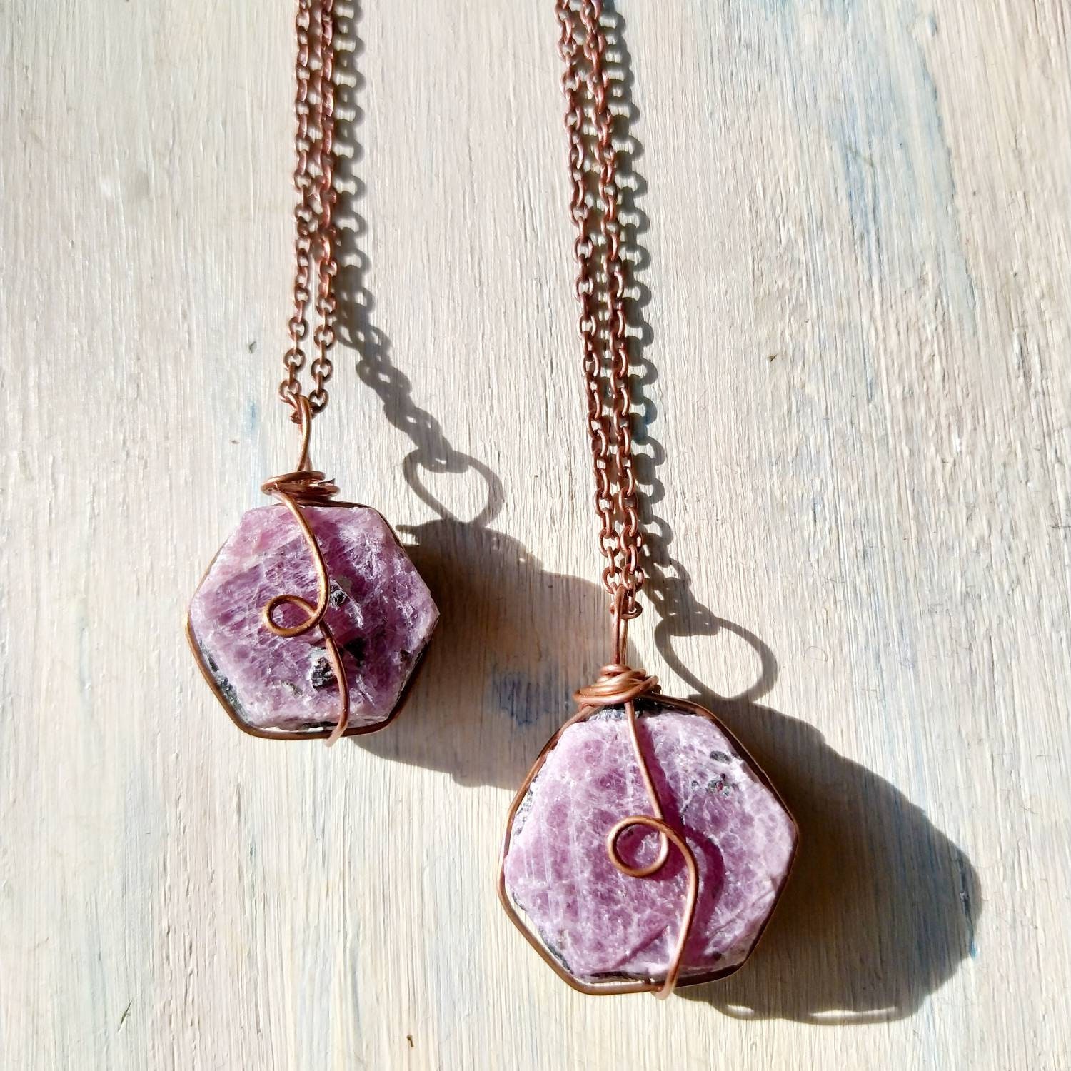 Raw Ruby Hexagon Necklace Raw Corundum Ruby Record Keeper | Etsy