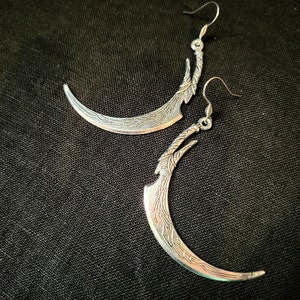 Antique Silver Knight Sickle Sword Earrings - Etsy