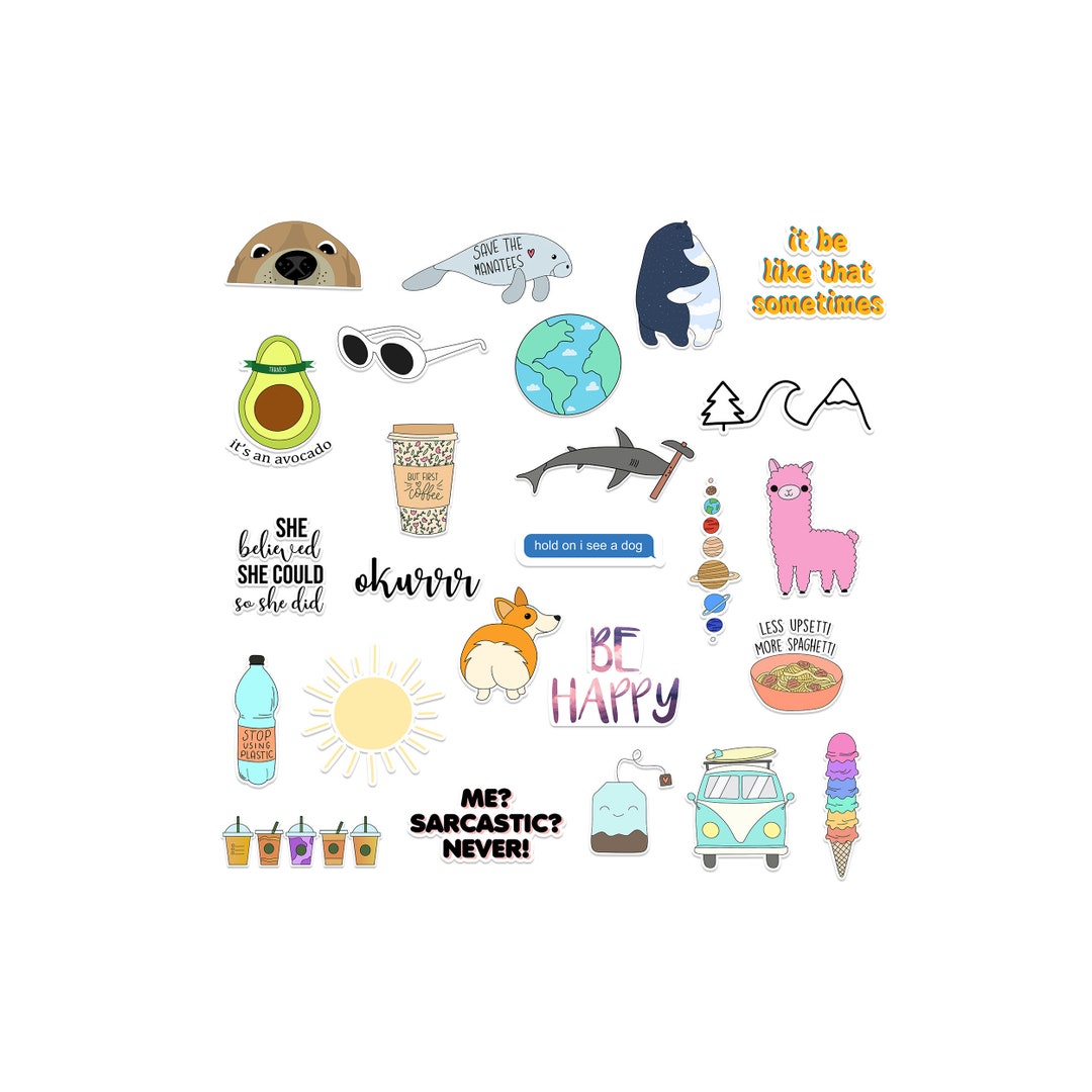 25 Pack VSCO Stickers for Water Bottles, Dope and Trippy Vinyl Decals ...