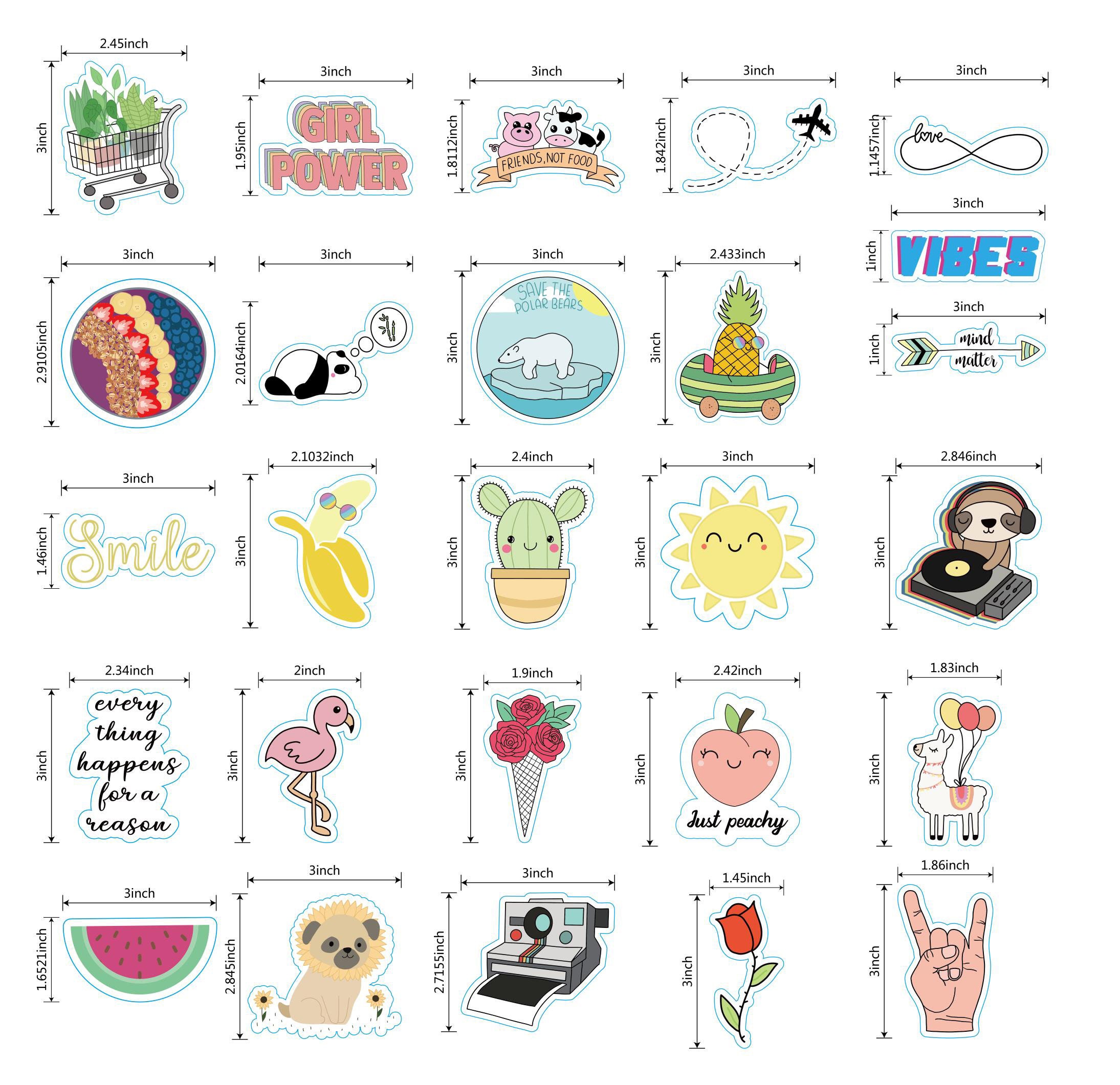 25 Pack Cool VSCO Stickers for Water Bottles Positive Quotes | Etsy