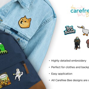 12 Funny Patches by the Carefree Bee Meme Patches, Meme Funny Sew on ...