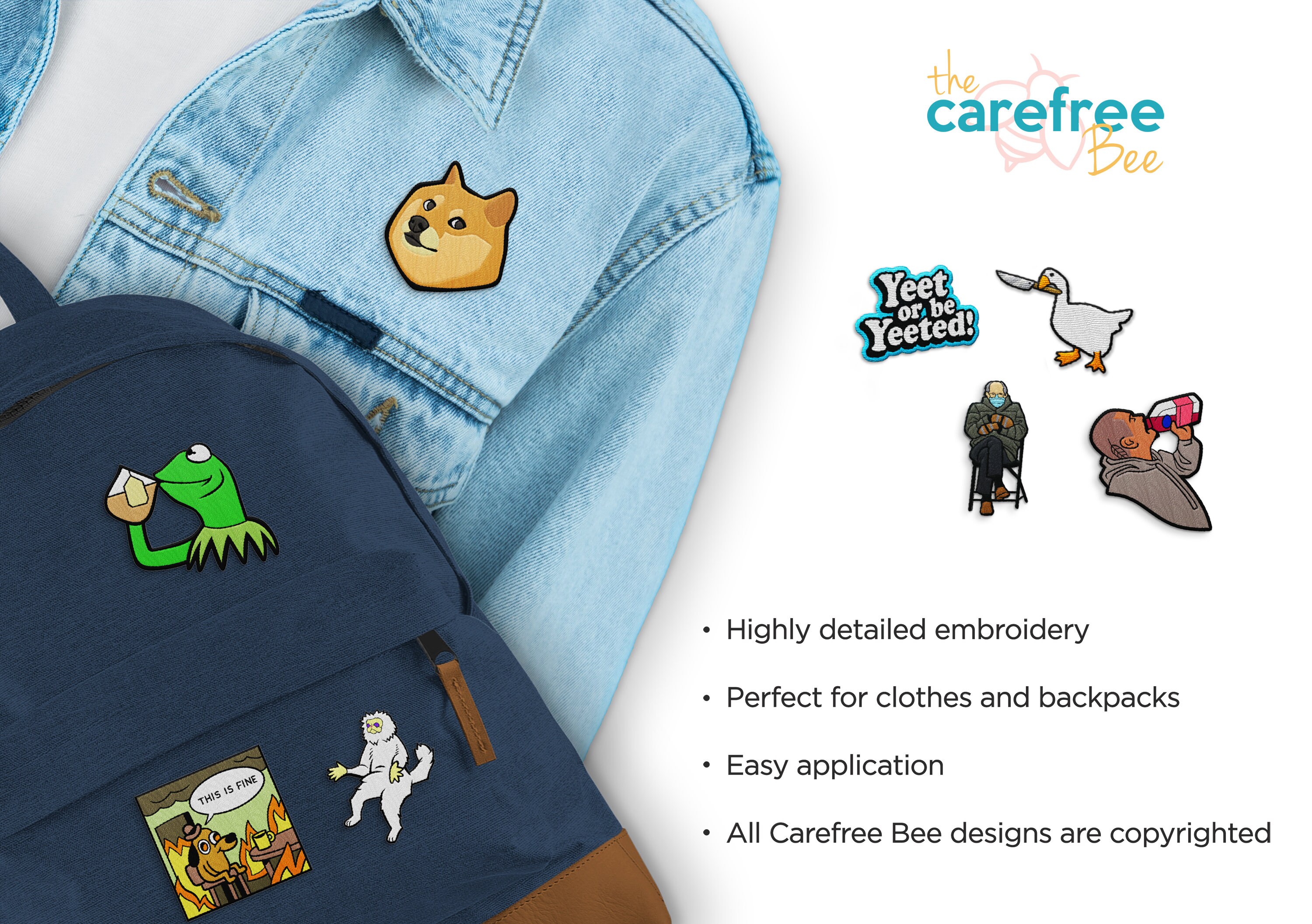 12 Funny Patches by the Carefree Bee Meme Patches Meme - Etsy