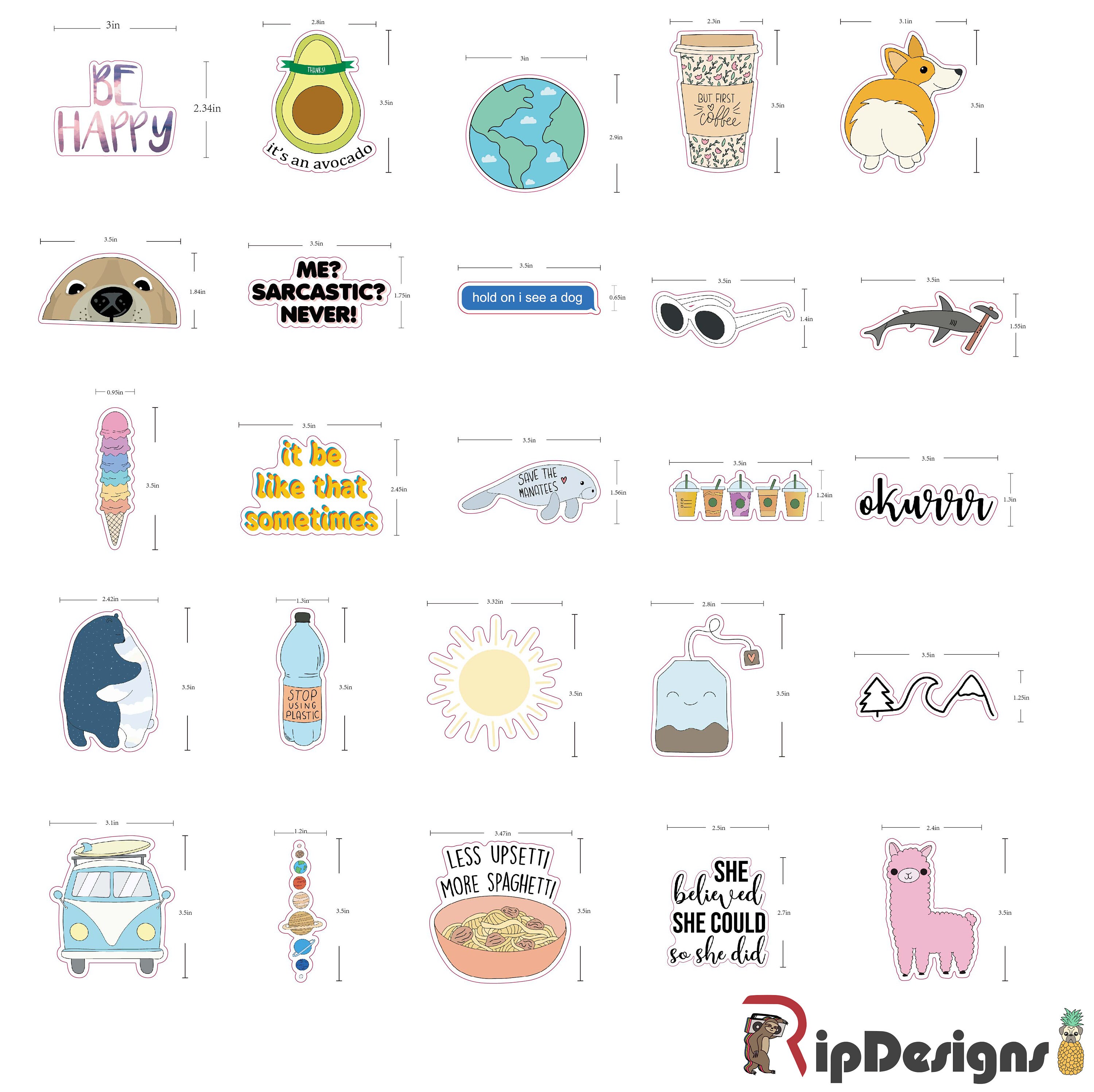 25 Pack VSCO Stickers for Water Bottles Dope and Trippy Vinyl | Etsy