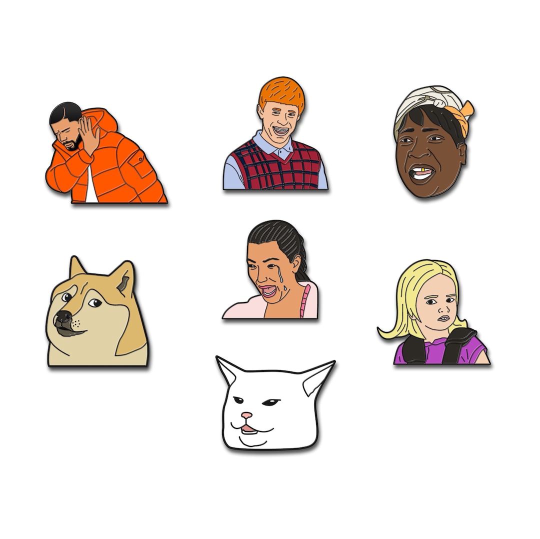 7 Funny Meme Pin Set, Enamel Pins for Backpacks Jackets Clothes and ...
