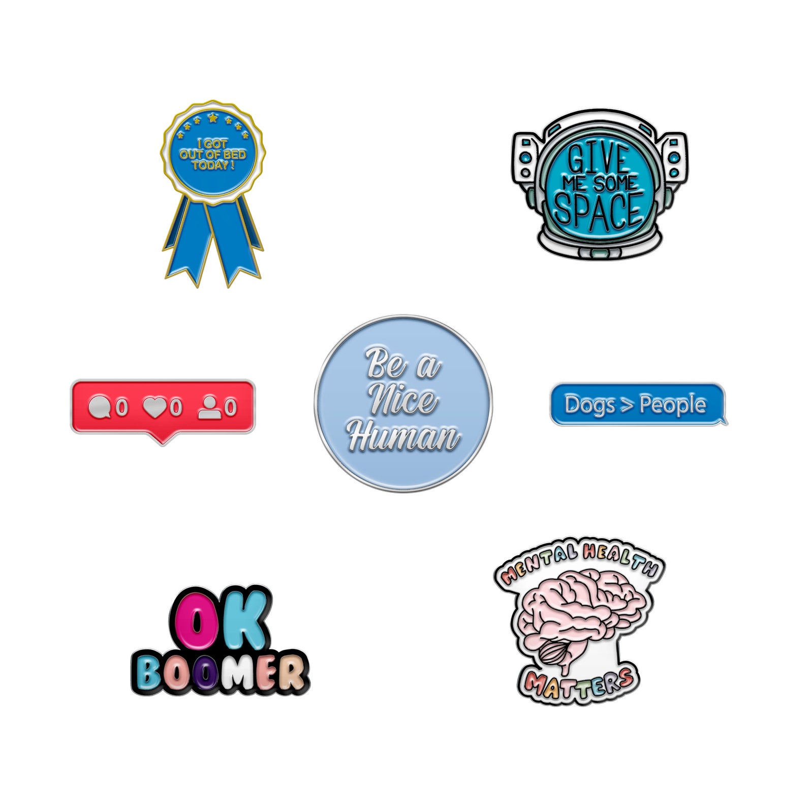 7 Cool Introvert Enamel Pin Set Funny Lapel Pins for - Etsy