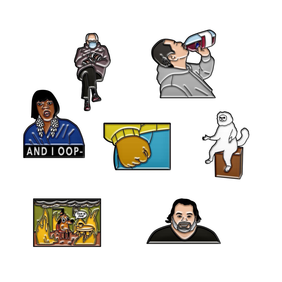 7 Meme Pins by the Carefree Bee Cute Enamel Pins Set Cool Pins for ...