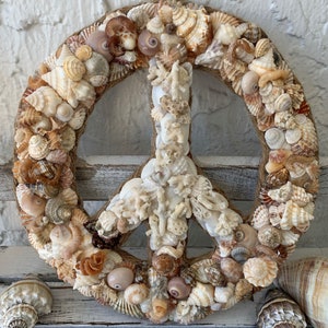 Shell Peace Sign / Boho Seashell Art - Etsy