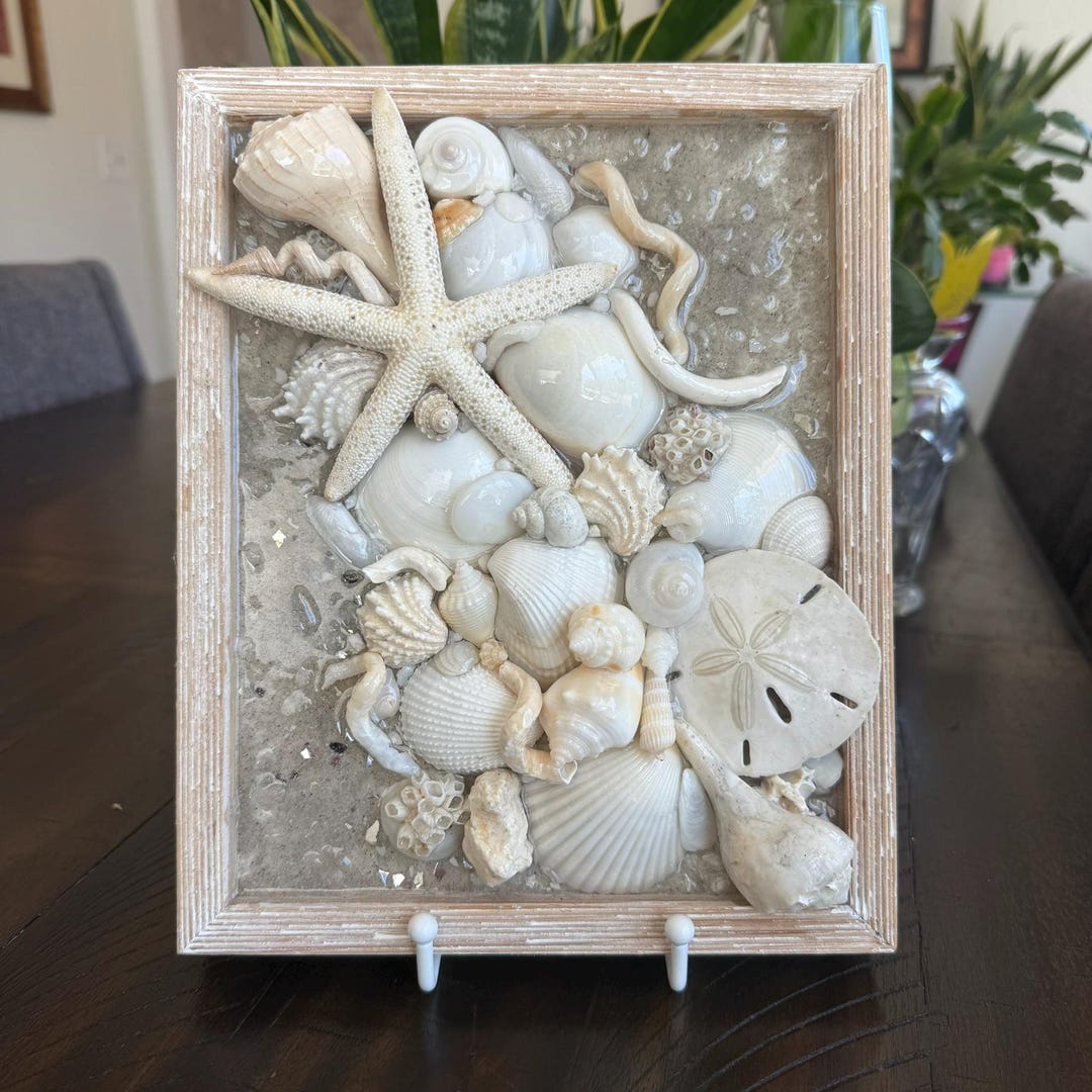 Seashell Resin Art Frame: Florida Gulf Coast Shells, Sand & Crushed ...