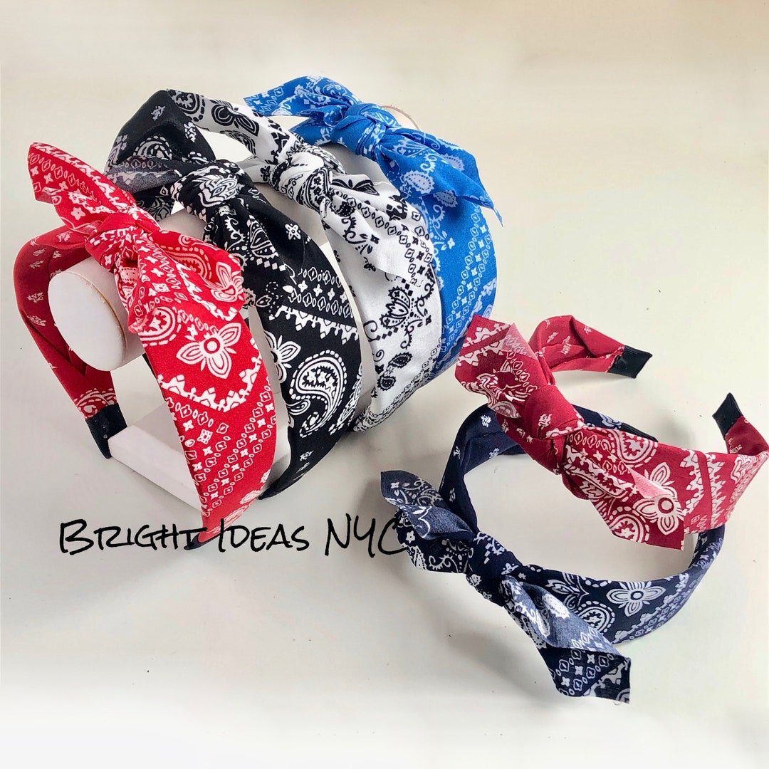 Wide Classic Bandana Tie Knot Bow Headband, Twisted Knot Headband ...
